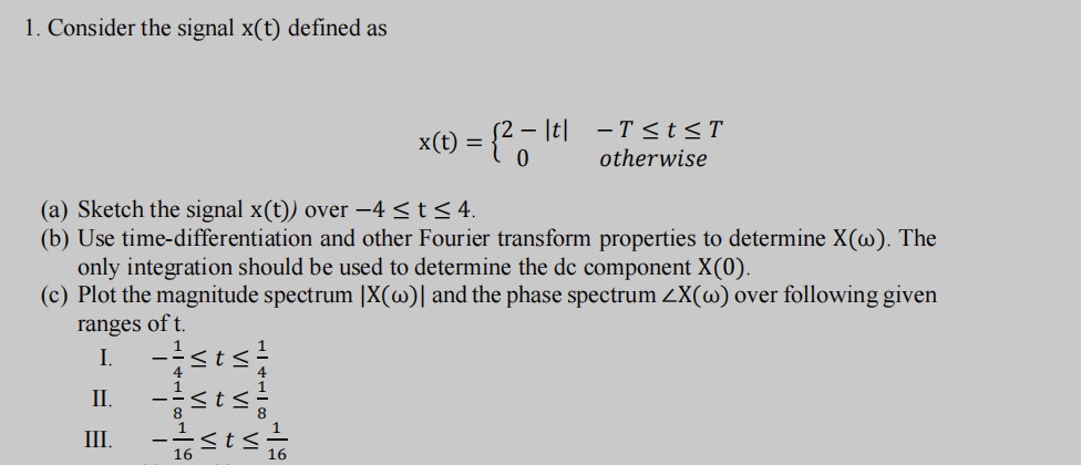 Solved Consider the signal x(t) ﻿defined | Chegg.com