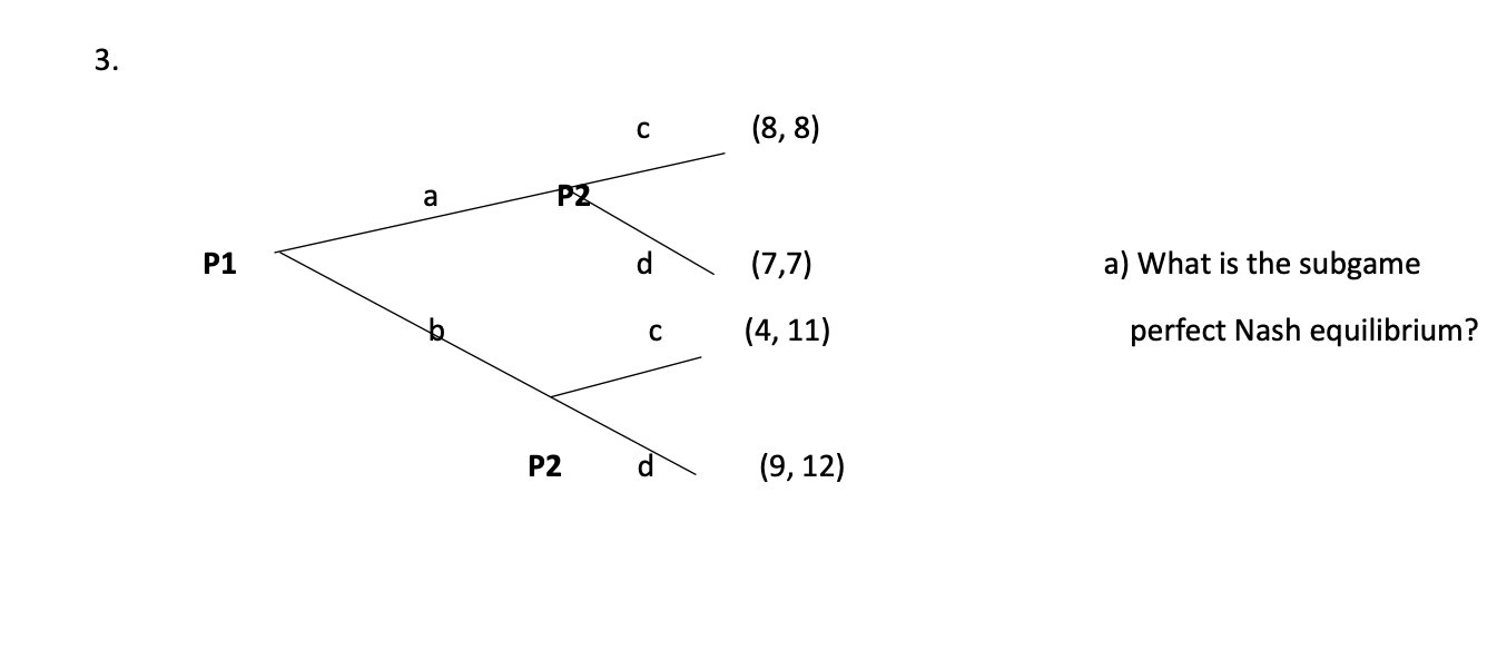 Solved a) What is the subgame perfect Nash equilibrium? | Chegg.com