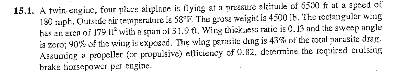 Solved 15.1. A twin-engine, four-place airplane is flying at | Chegg.com