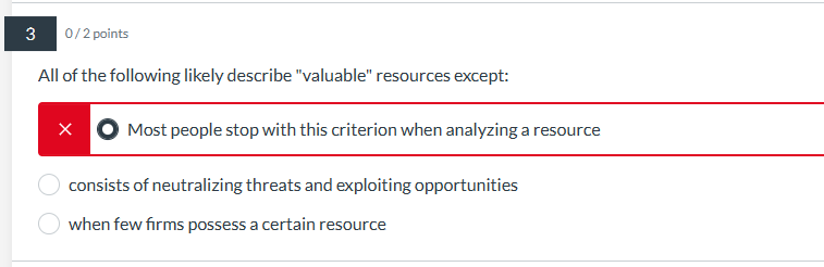 Solved All of the following likely describe "valuable" | Chegg.com