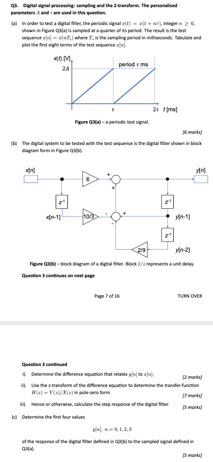 Q3. Digital signal processing: sampling and the | Chegg.com