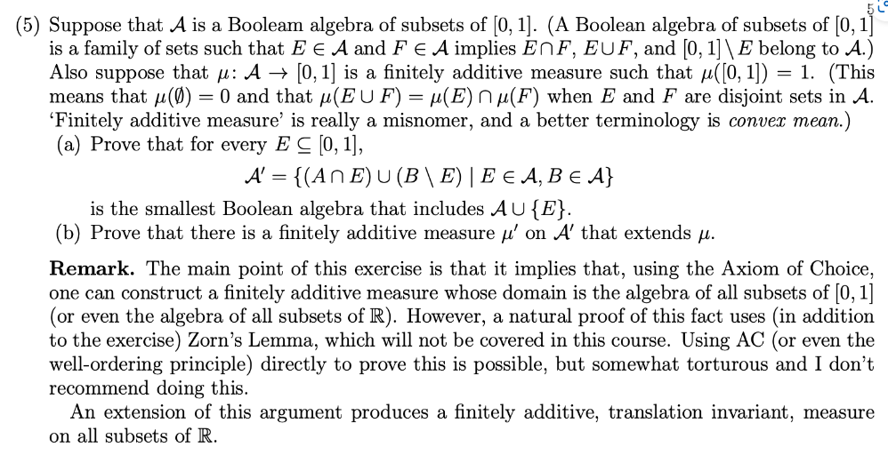 Solved Suppose that A is a Booleam algebra of subsets of | Chegg.com