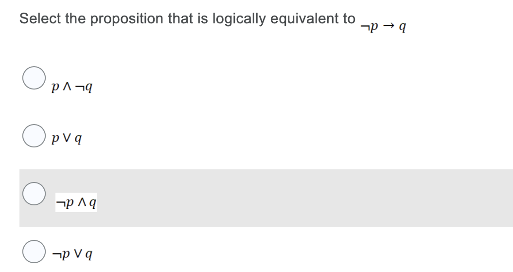 Solved Select the proposition that is logically equivalent | Chegg.com