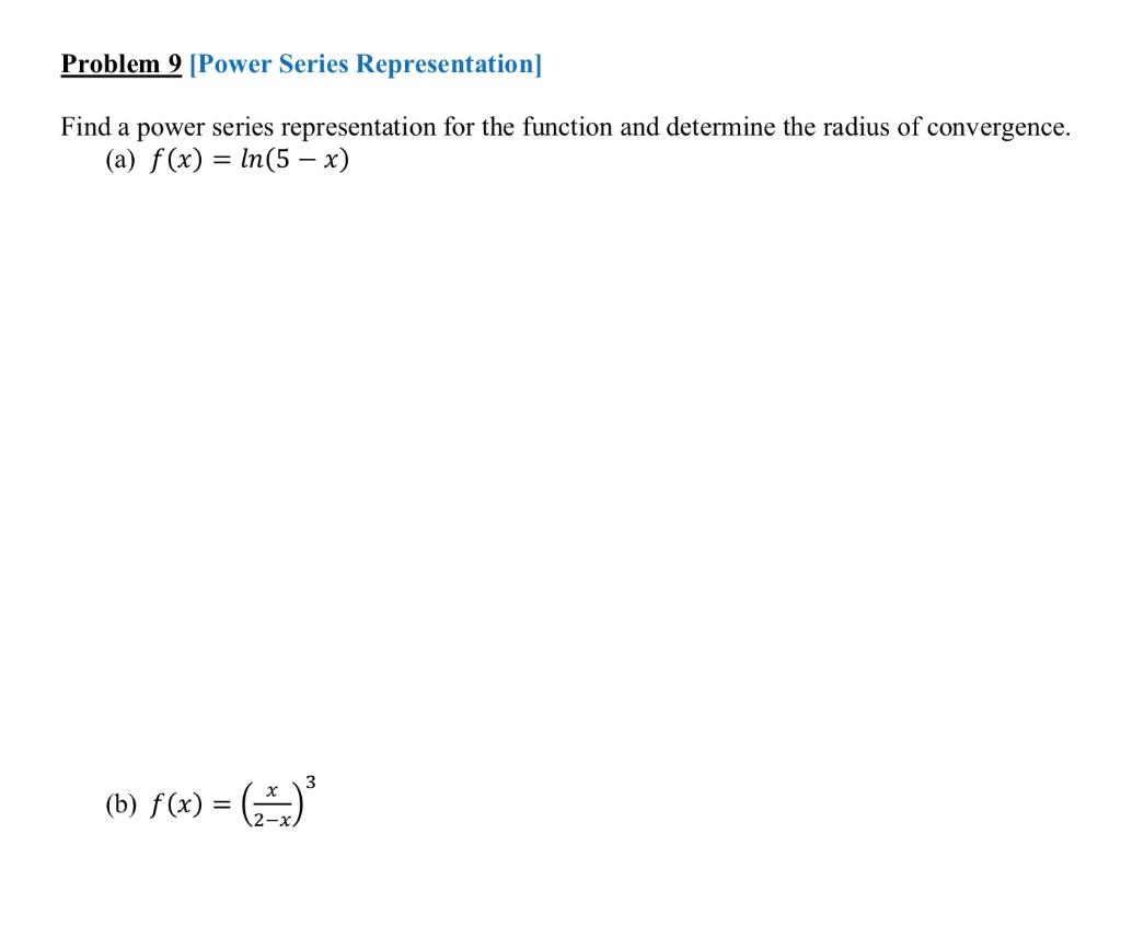 Solved Find a power series representation for the function | Chegg.com