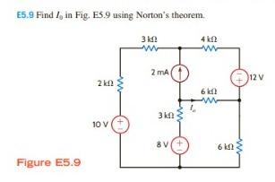 Solved E5.9 Find I0 in Fig. E5.9 using Norton's theorem. | Chegg.com