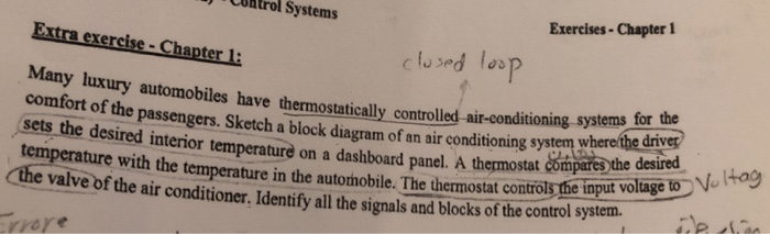 Solved trol Systems Exercises-Chapter 1 Extra exercise | Chegg.com