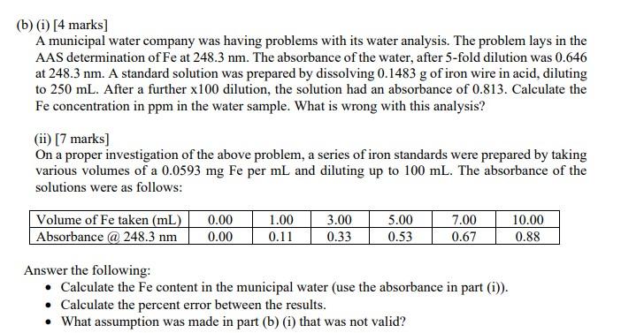 Solved (b) (1) [4 marks] A municipal water company was | Chegg.com