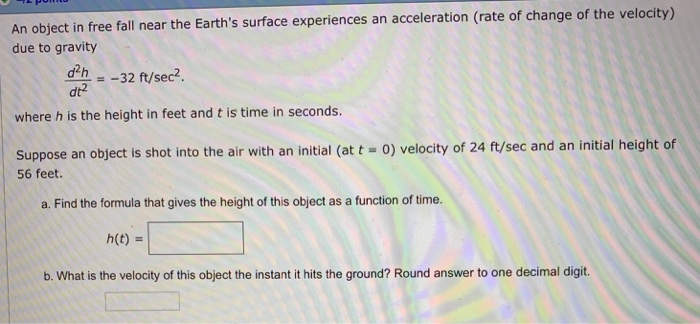 Solved An Object In Free Fall Near The Earths Surface