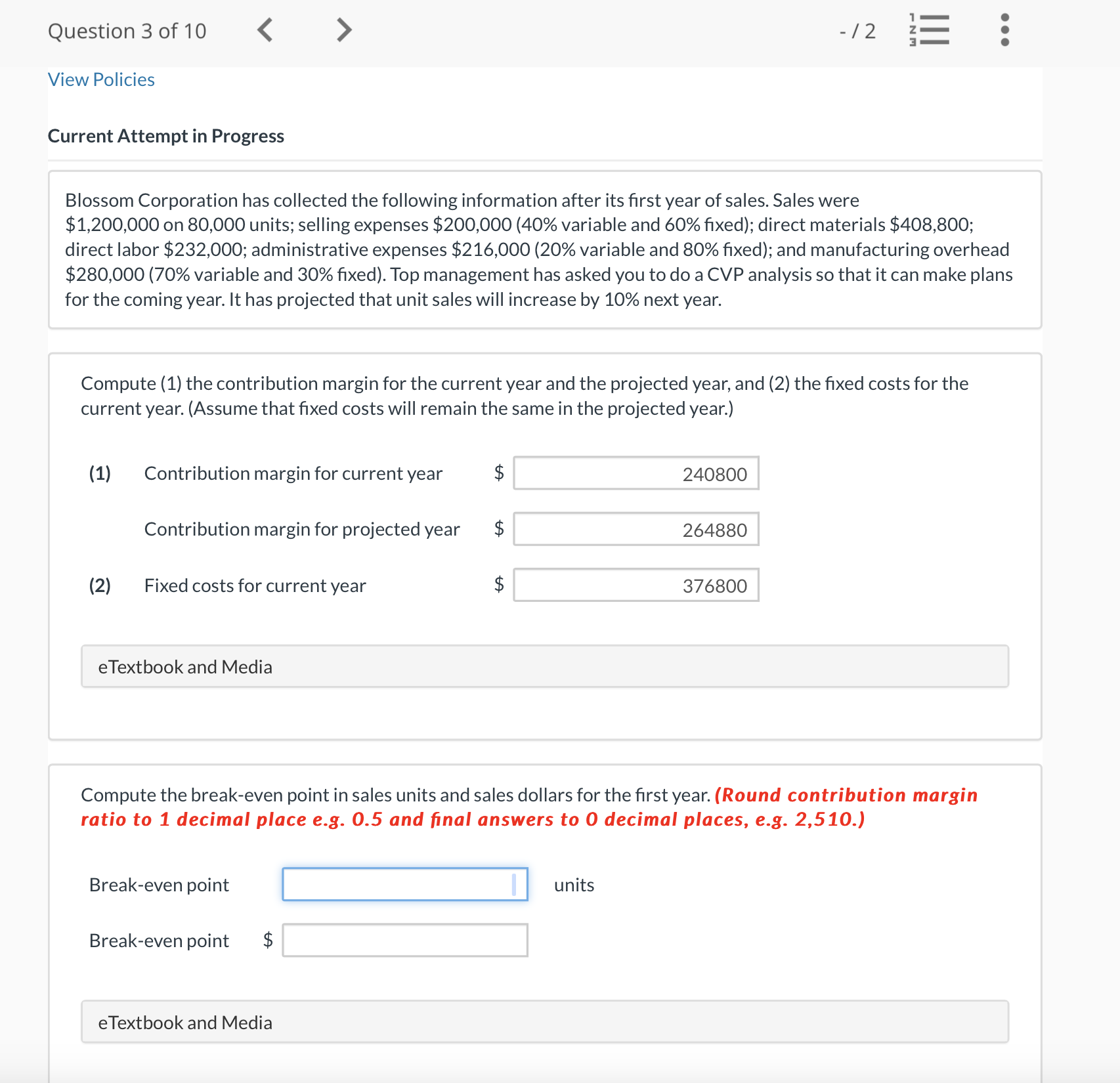Solved Current Attempt in Progress The company has a target | Chegg.com