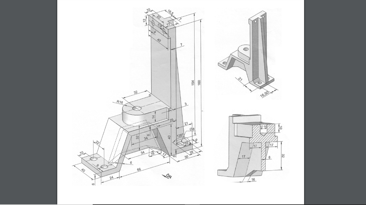 Solved Draw the front and top view of the part, which is | Chegg.com