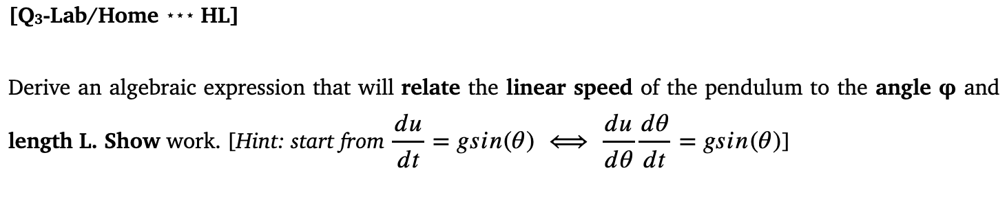 Solved [Q3-Lab/Home HL] Derive an algebraic expression that | Chegg.com