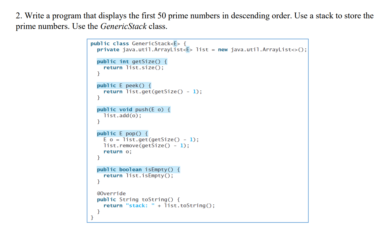 Solved 2. Write a program that displays the first 50 prime | Chegg.com