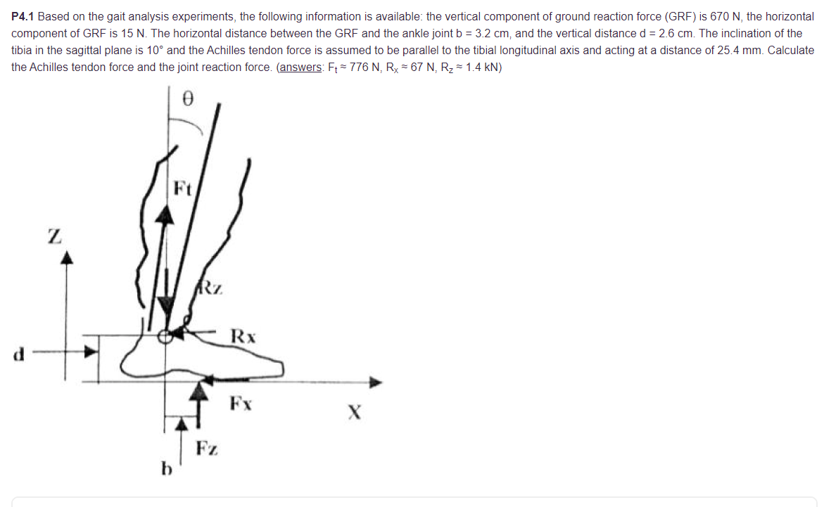 Solved P4.1 ﻿Based on the gait analysis experiments, the | Chegg.com