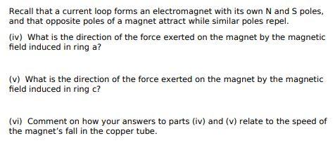 Solved 3) Consider the magnet falling through the copper | Chegg.com