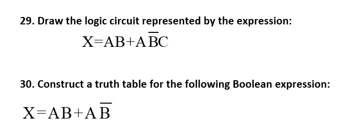 Solved 29. Draw the logic circuit represented by the | Chegg.com
