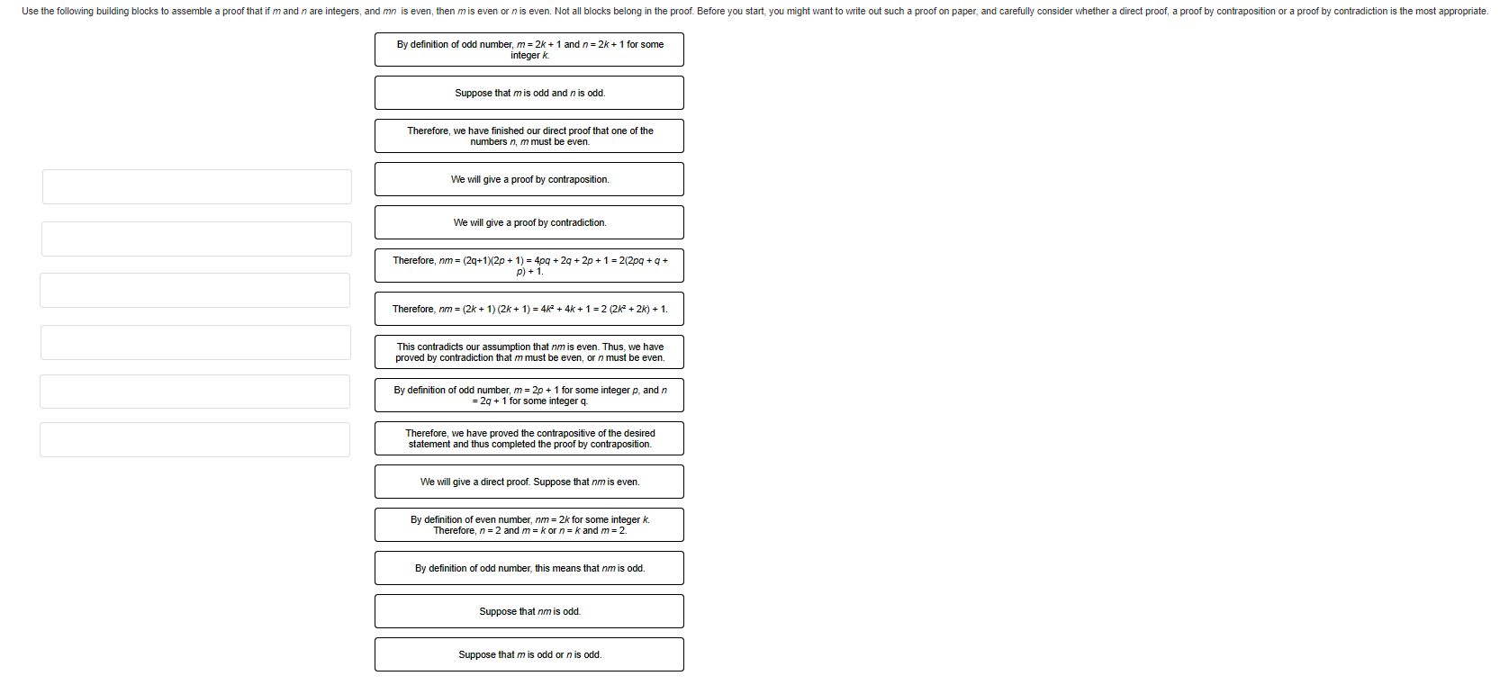 Solved Use the following building blocks to assemble a proof | Chegg.com