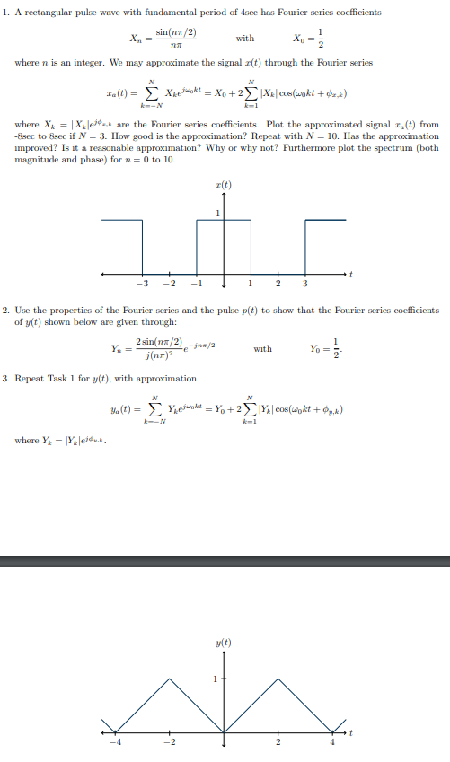 1. A rectangular pulse wave with fundamental period | Chegg.com
