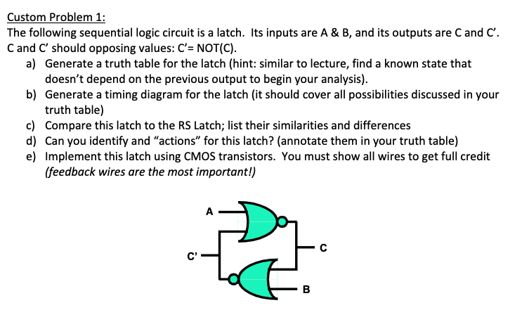 Solved Custom Problem 1: The following sequential logic | Chegg.com