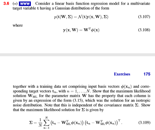 3.6 (*) WWW Consider a linear basis function | Chegg.com