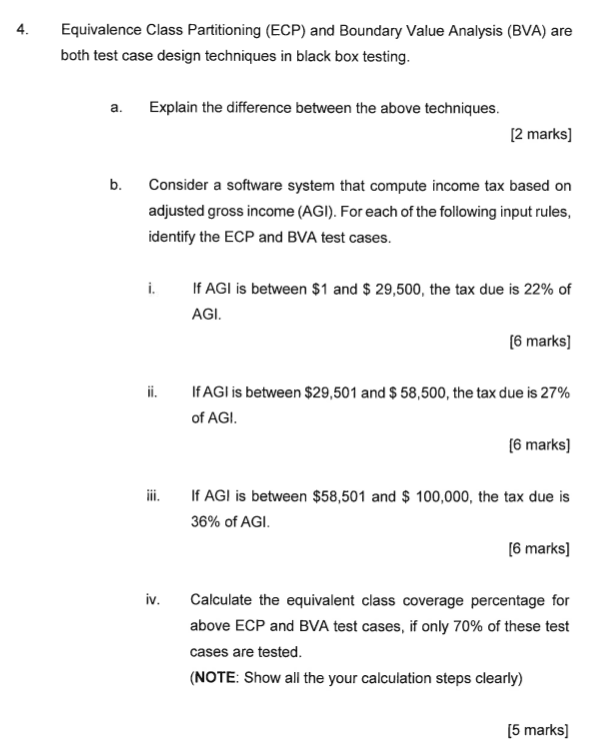 Solved 4. Equivalence Class Partitioning (ECP) and Boundary | Chegg.com