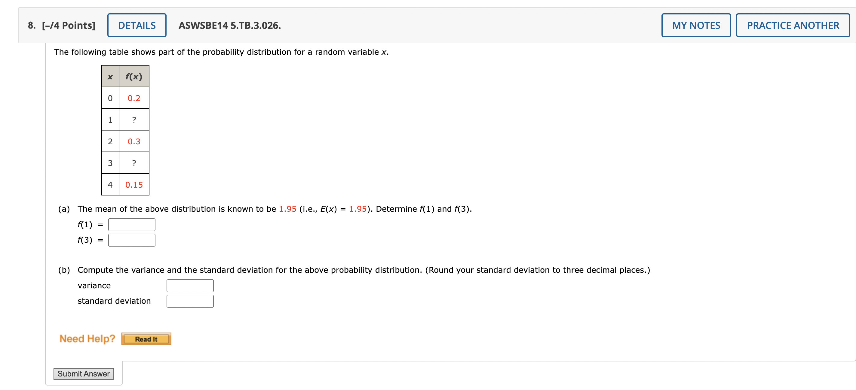 Solved The following table shows part of the probability | Chegg.com