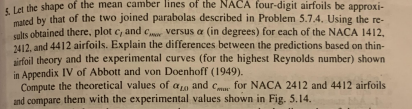 at the shape of the mean camber lines of the NACA | Chegg.com