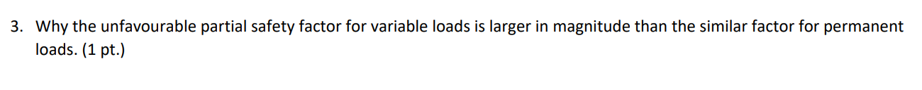 Solved 3. Why the unfavourable partial safety factor for | Chegg.com