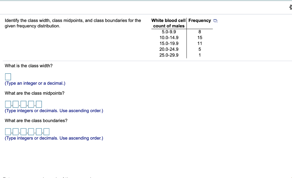 Solved Identify the class width, class midpoints, and class | Chegg.com