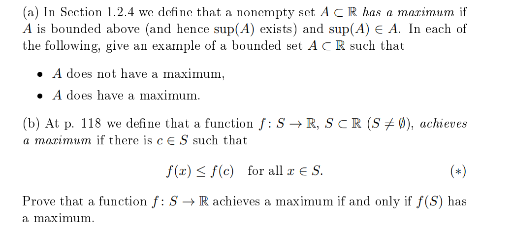 Solved (a) In Section 1.2 .4 we define that a nonempty set | Chegg.com