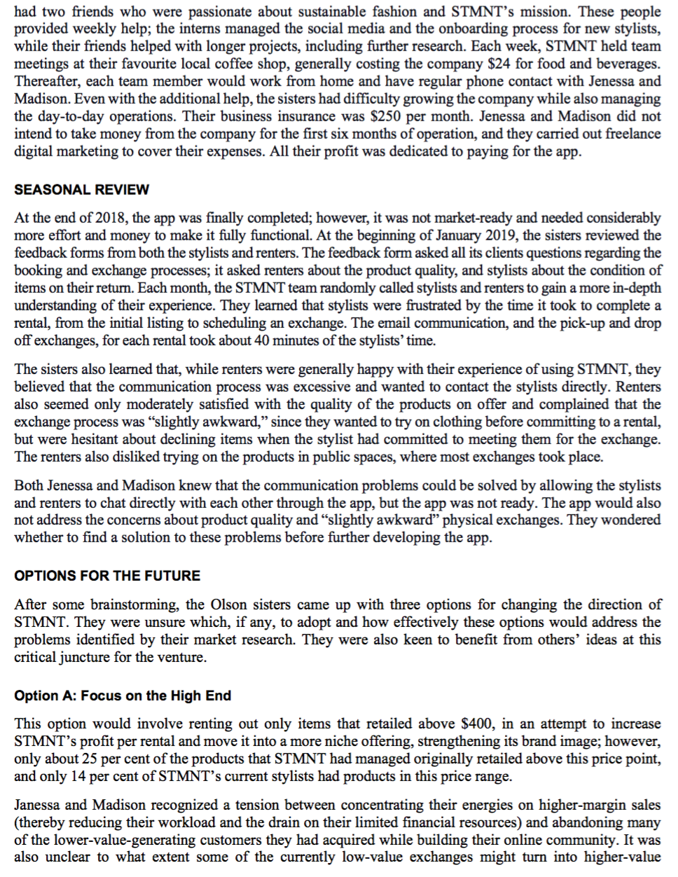 Solved It was early January 2019 when Jenessa Olson and | Chegg.com