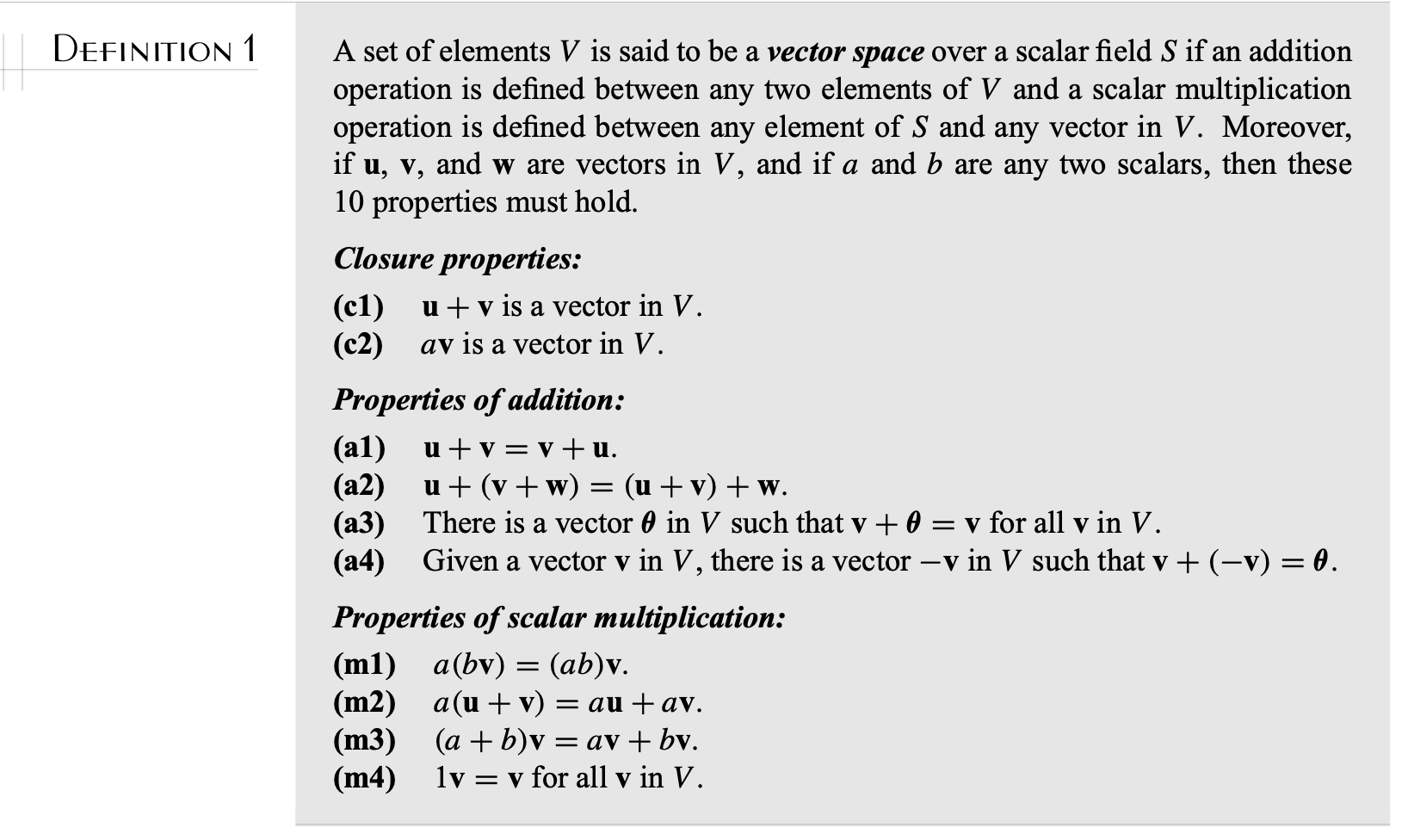 Solved A set of elements V is said to be a vector space over | Chegg.com