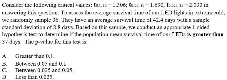 Solved 3. ﻿Consider the following critical values: | Chegg.com