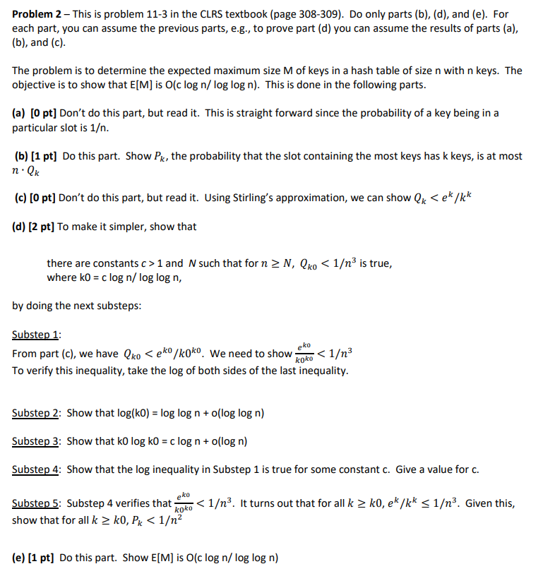 Solved Problem 2 - This is problem 11-3 in the CLRS textbook | Chegg.com