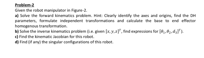Solved Problem-2 Given the robot manipulator in Figure-2. a) | Chegg.com