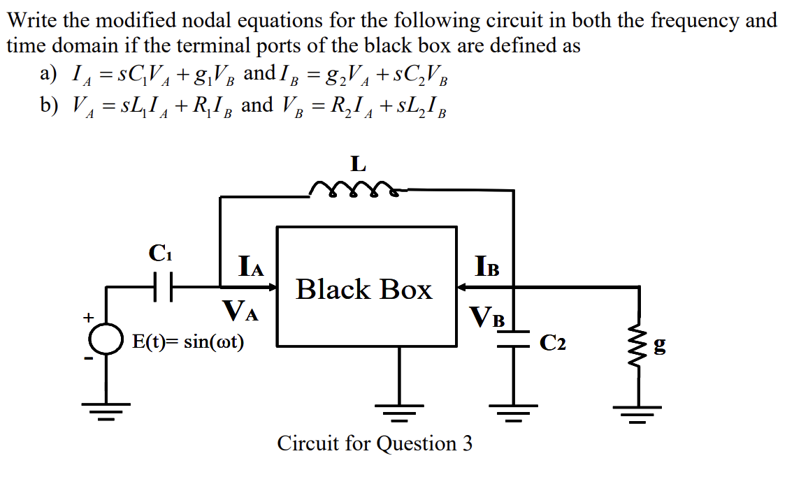 Solved Vrite the modified nodal equations for the following | Chegg.com