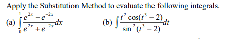 Solved Apply the Substitution Method to evaluate the | Chegg.com