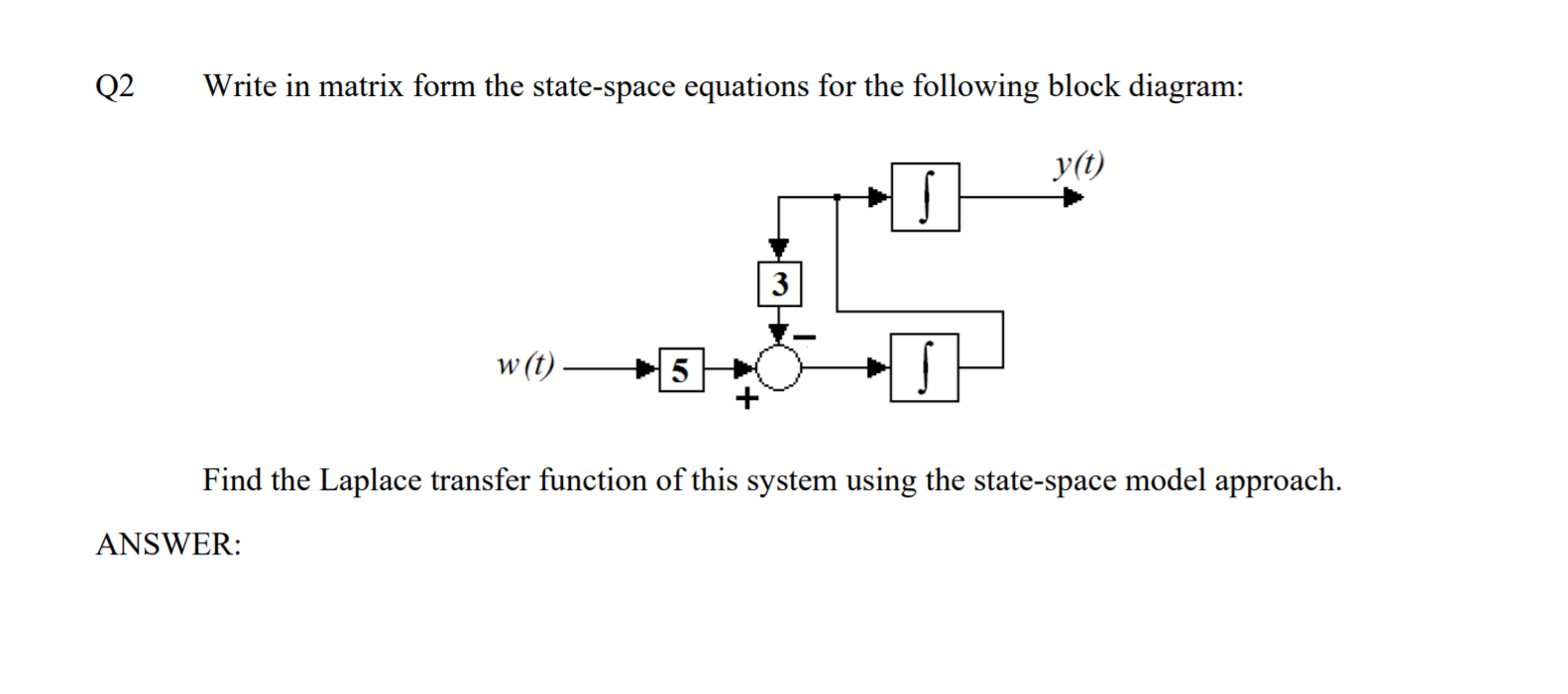 Solved Q2 Write in matrix form the state-space equations for | Chegg.com