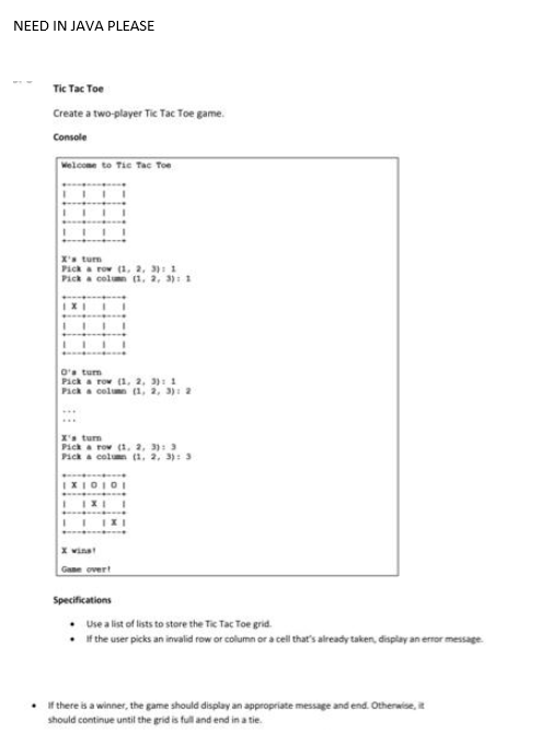 Solved Tic Tac Toe Create A Two Player Tic Tac Toe Game
