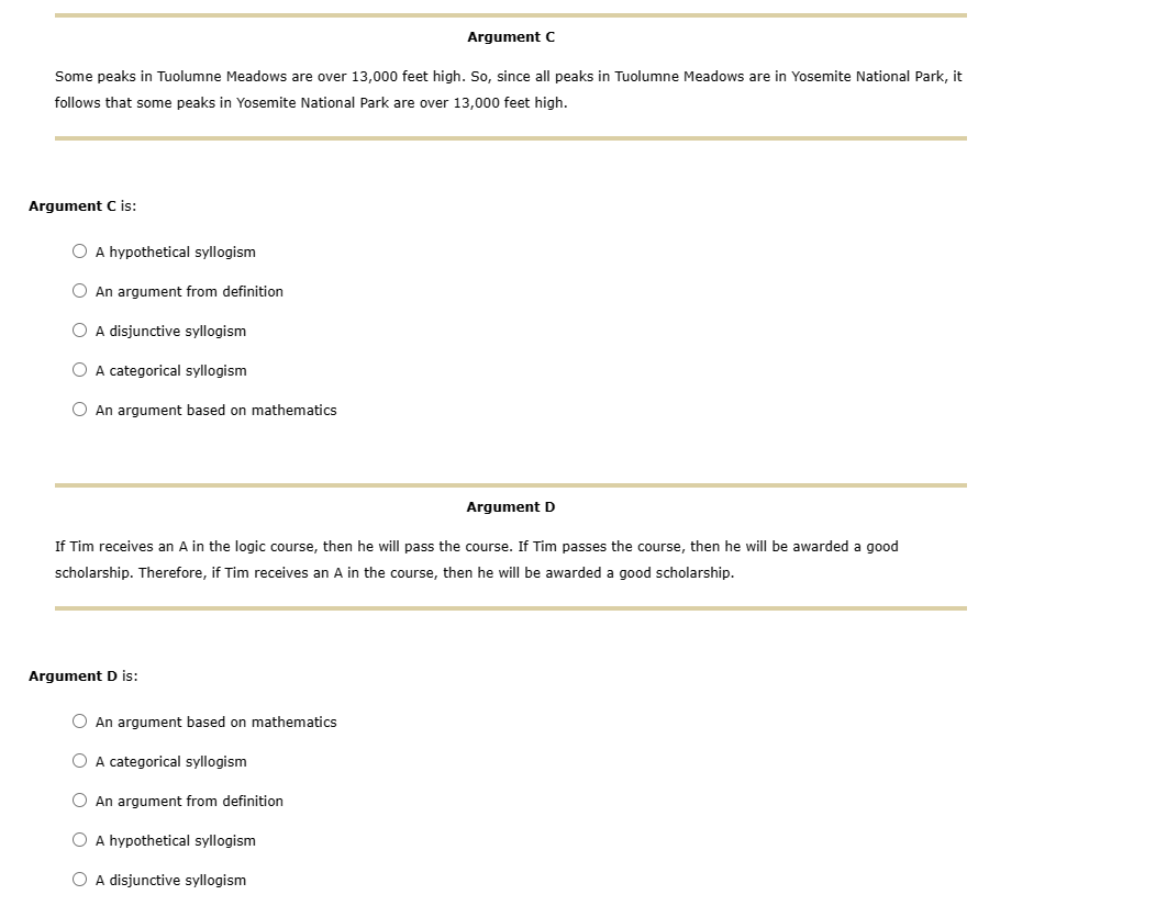 Determine which deductive argument form is employed | Chegg.com