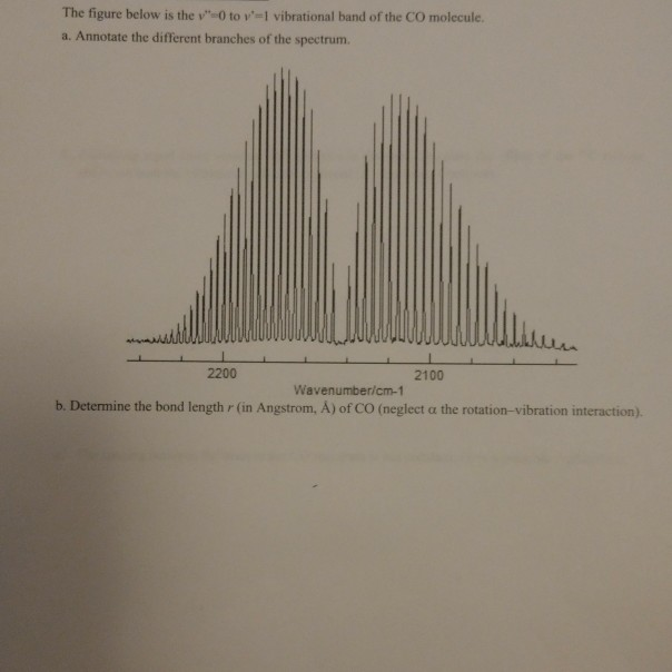 The figure below is the v" 0 to '-1 vibrational band | Chegg.com