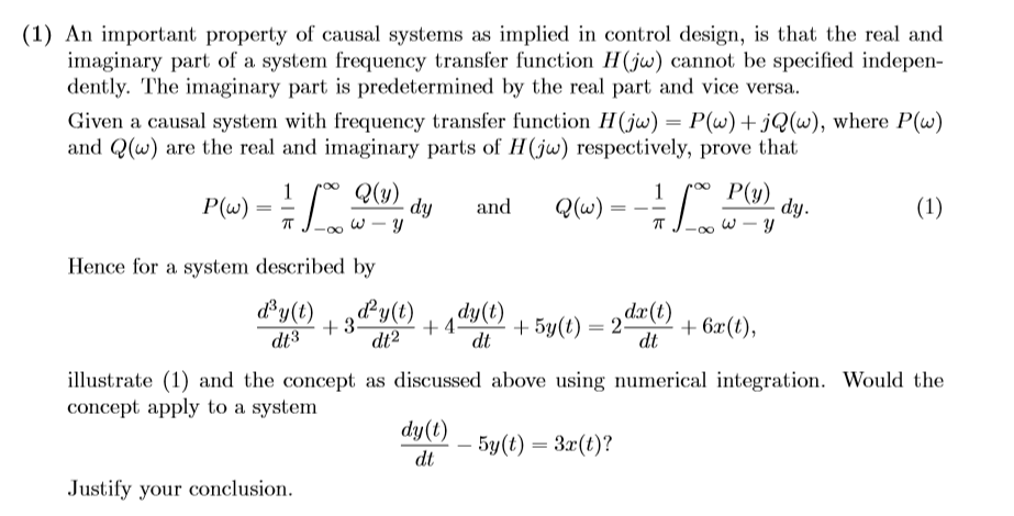 (1) An important property of causal systems as | Chegg.com