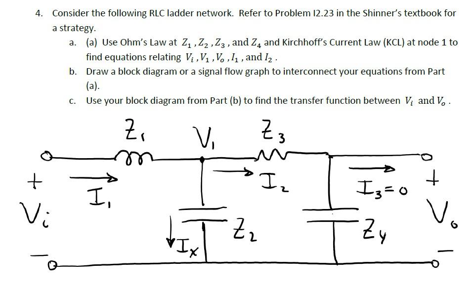 Solved 4. Consider the following RLC ladder network. Refer | Chegg.com