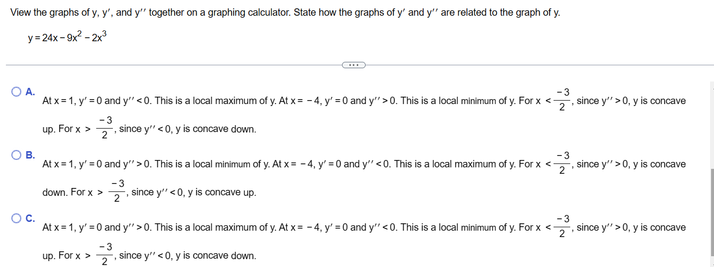 Solved View the graphs of y,y′, and y′′ together on a | Chegg.com