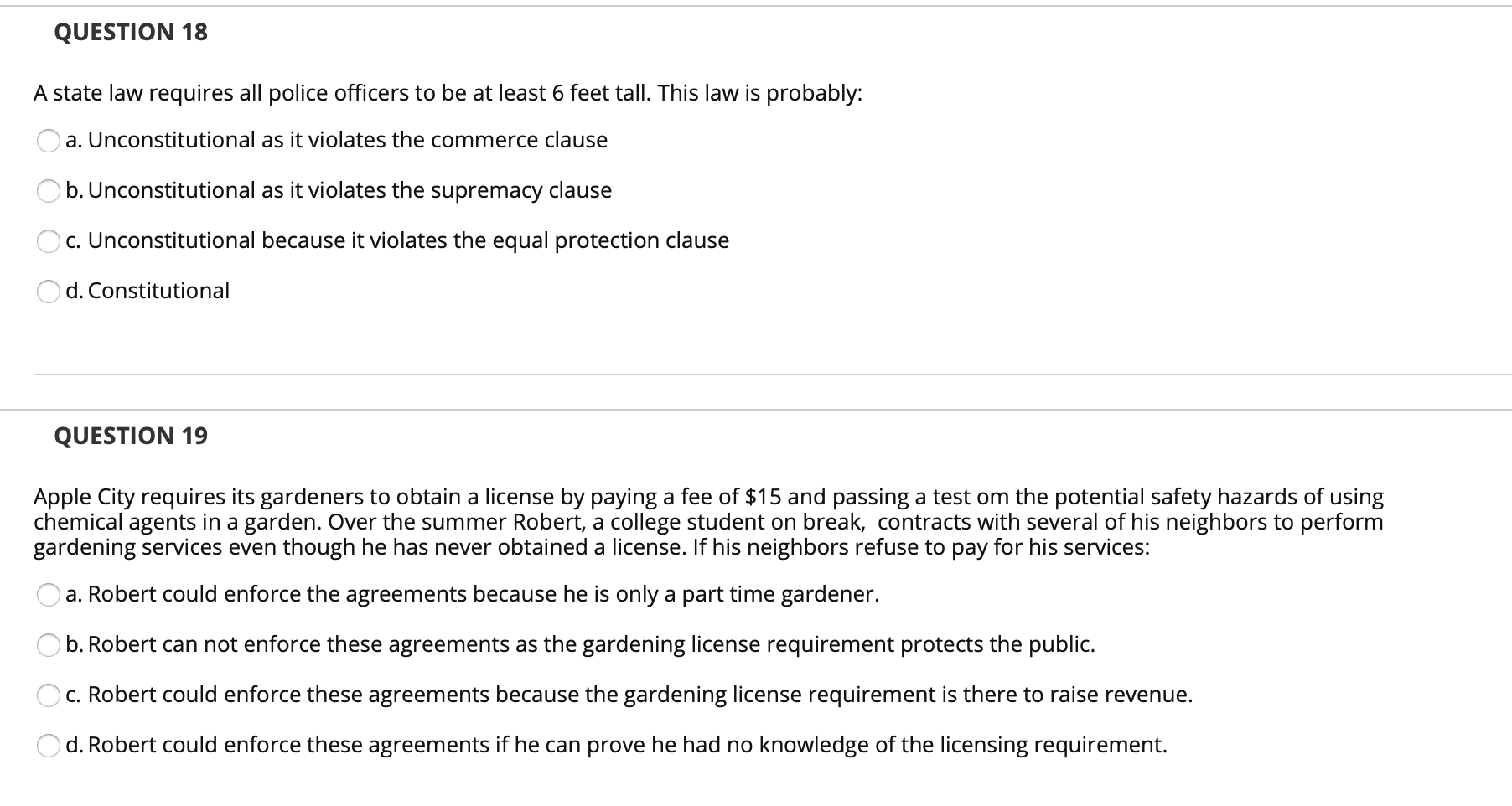 Solved QUESTION 18 A state law requires all police officers | Chegg.com