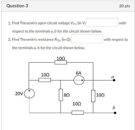 Solved 1. Find Thevenin's open-circuit voltage VTH (in V) | Chegg.com