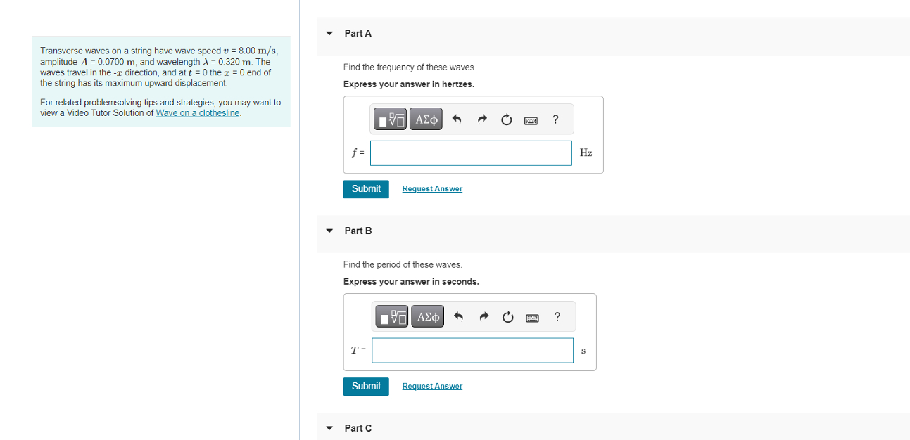 Solved Transverse waves on a string have wave speed | Chegg.com