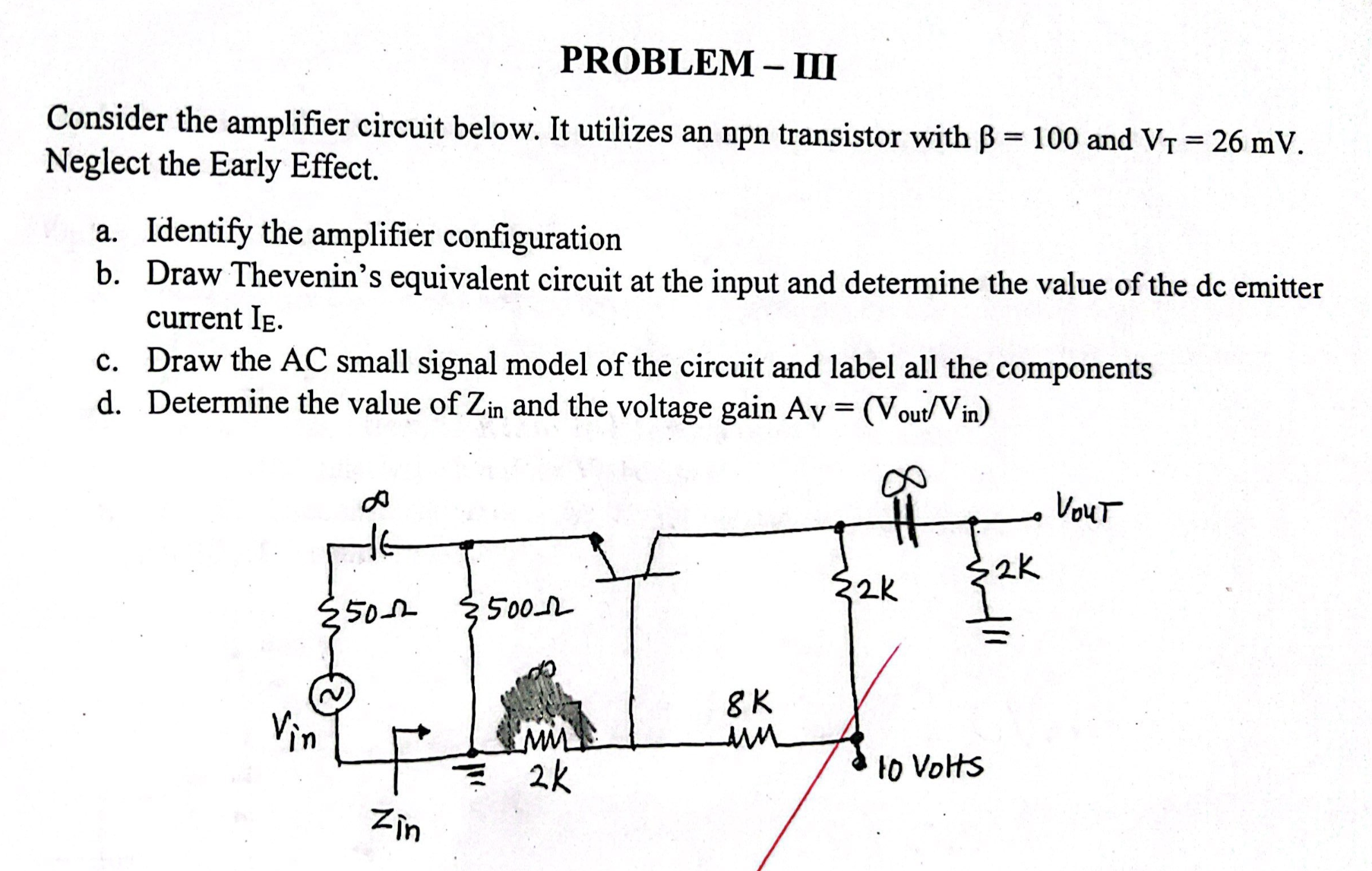 Solved Consider The Amplifier Circuit Below It Utilizes An