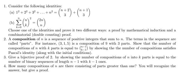 Solved 1. Consider the following identities: (a) | Chegg.com
