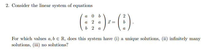 Solved Consider the linear system of equations: | Chegg.com