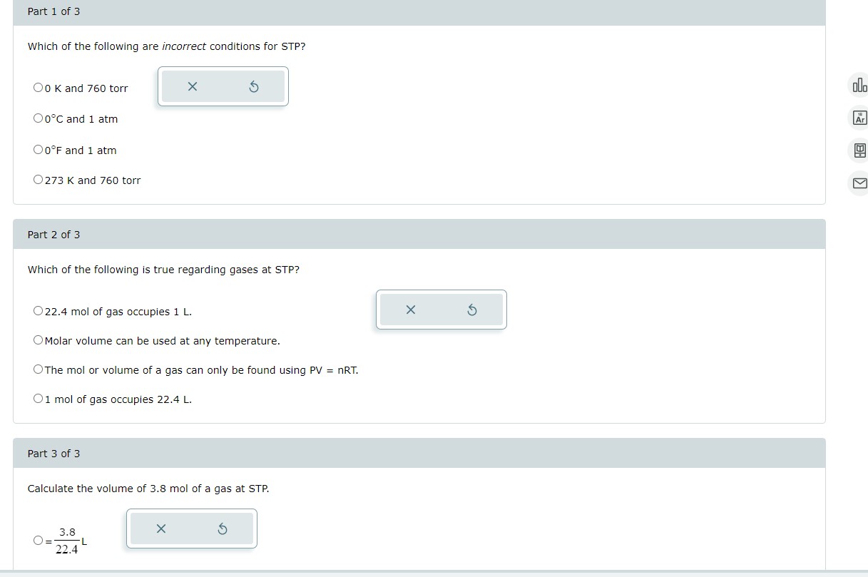 Solved Part 1 ﻿of 3Which of the following are incorrect | Chegg.com